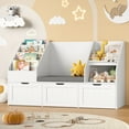 Homfa Kids Bookshelf with Reading Nook & 3 Movable Drawers, 2 Cube ...