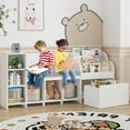 "Homfa Kids Bookshelf, White Wooden Bookcase with Reading Nook, 6 Shelf ...
