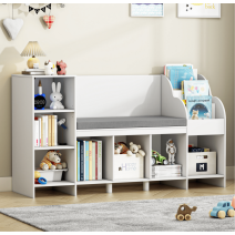 Homfa Kids Bookshelf: 6-Shelf Bookcase with Reading Nook & Child's Toy ...