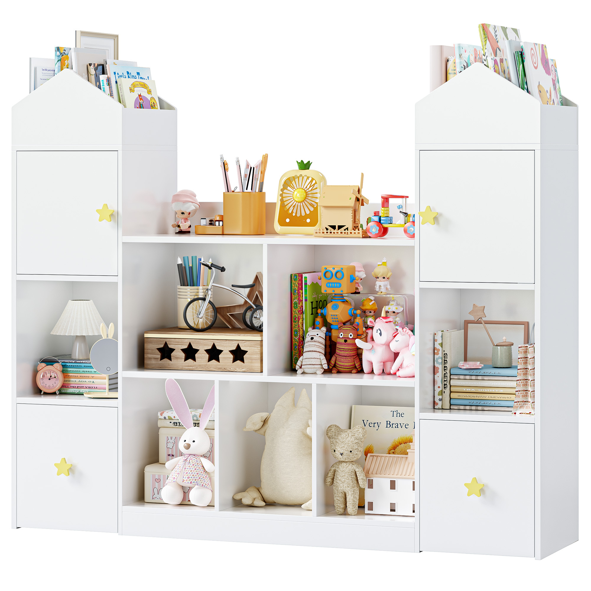 Homfa Kid's Bookshelf with 3 Movable Drawers, 5-Cube Bookcase with 4 ...