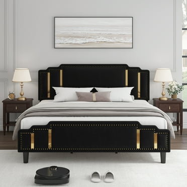 Homfa Queen Floating Bed with Lights, LED Platform Bed Frame with Under ...