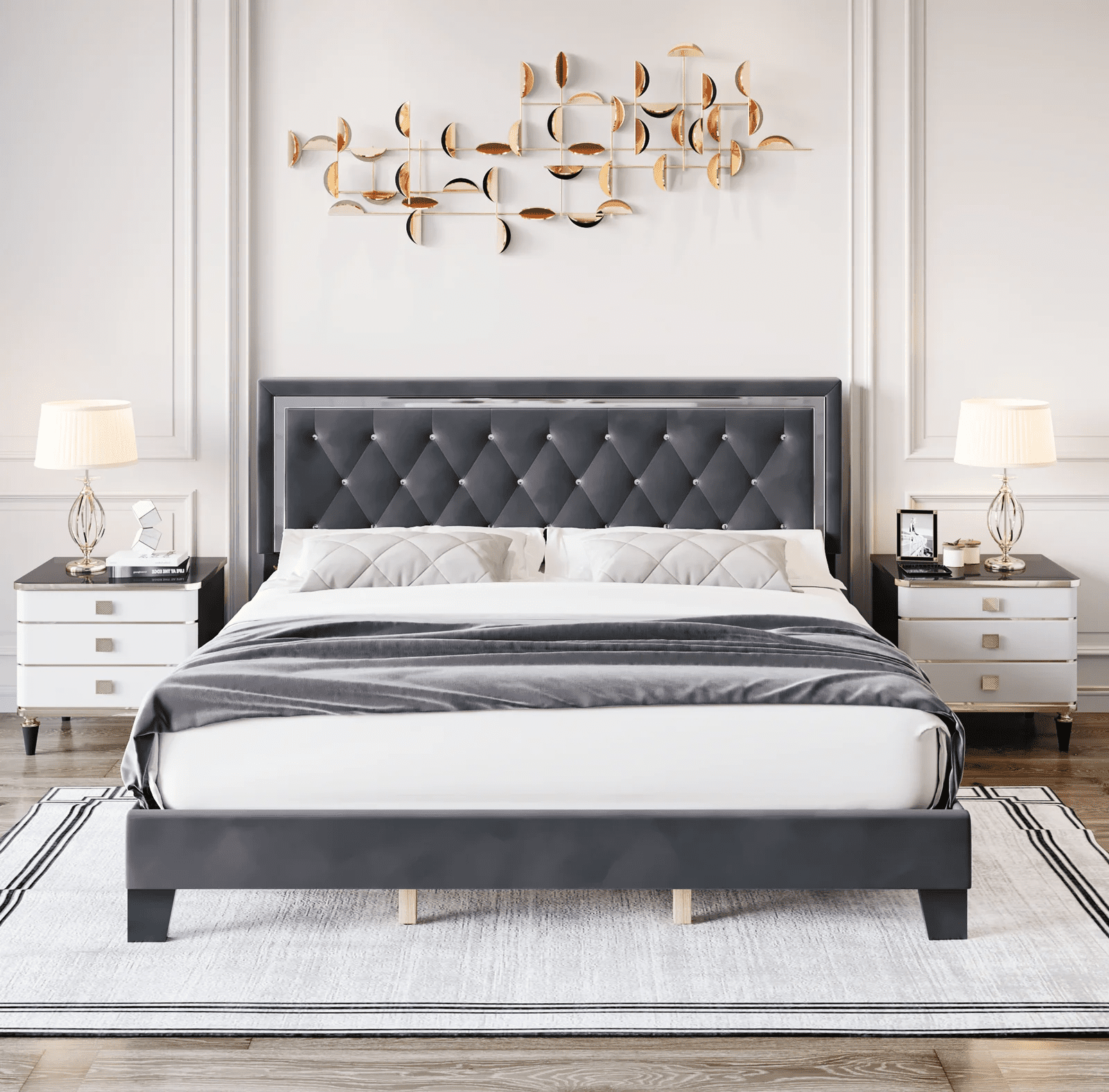 Contemporary Crystal Diamond Tufted Headboard, Eastern King (Eastern ...