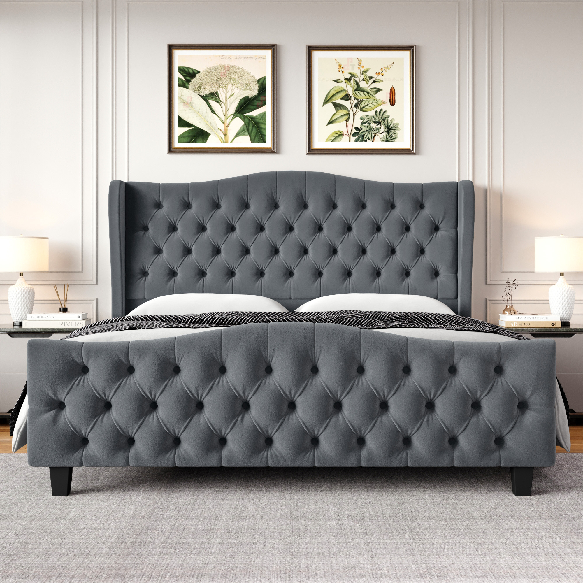 Best Master Furniture Eastern King Tufted Upholstered Panel/Platform ...