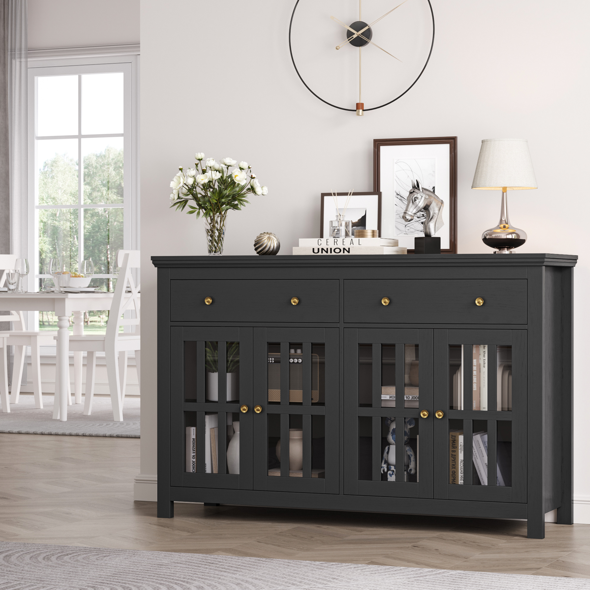 Dextrus Storage Sideboard Cabinet Modern 4 Doors Kitchen Buffet Cabinet ...