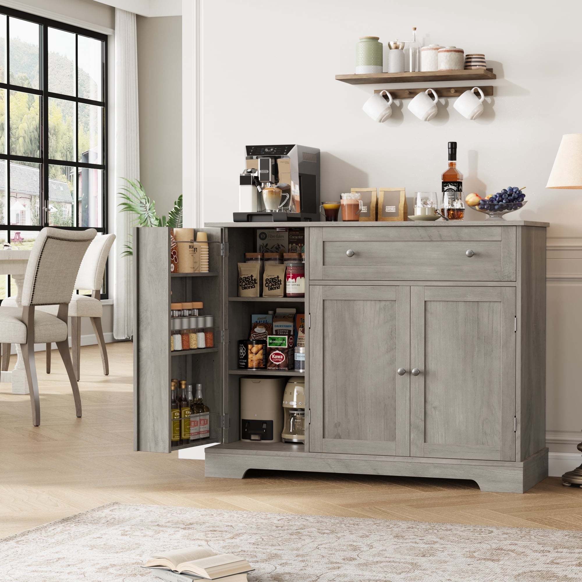 Homfa Kitchen Sideboard Buffet Cabinet with Drawers and Adjustable ...
