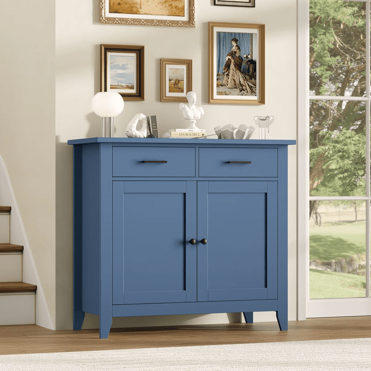 Homfa Kitchen Storage Cabinet, Farmhouse Buffet Sideboard with 2 ...