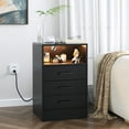 Homfa 3-Drawer LED Nightstand with USB Ports, Power Outlets & Bedside ...
