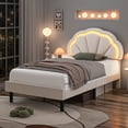 Homfa Twin Size LED Bed Frame, Velvet Upholstery for Teens, Modern ...