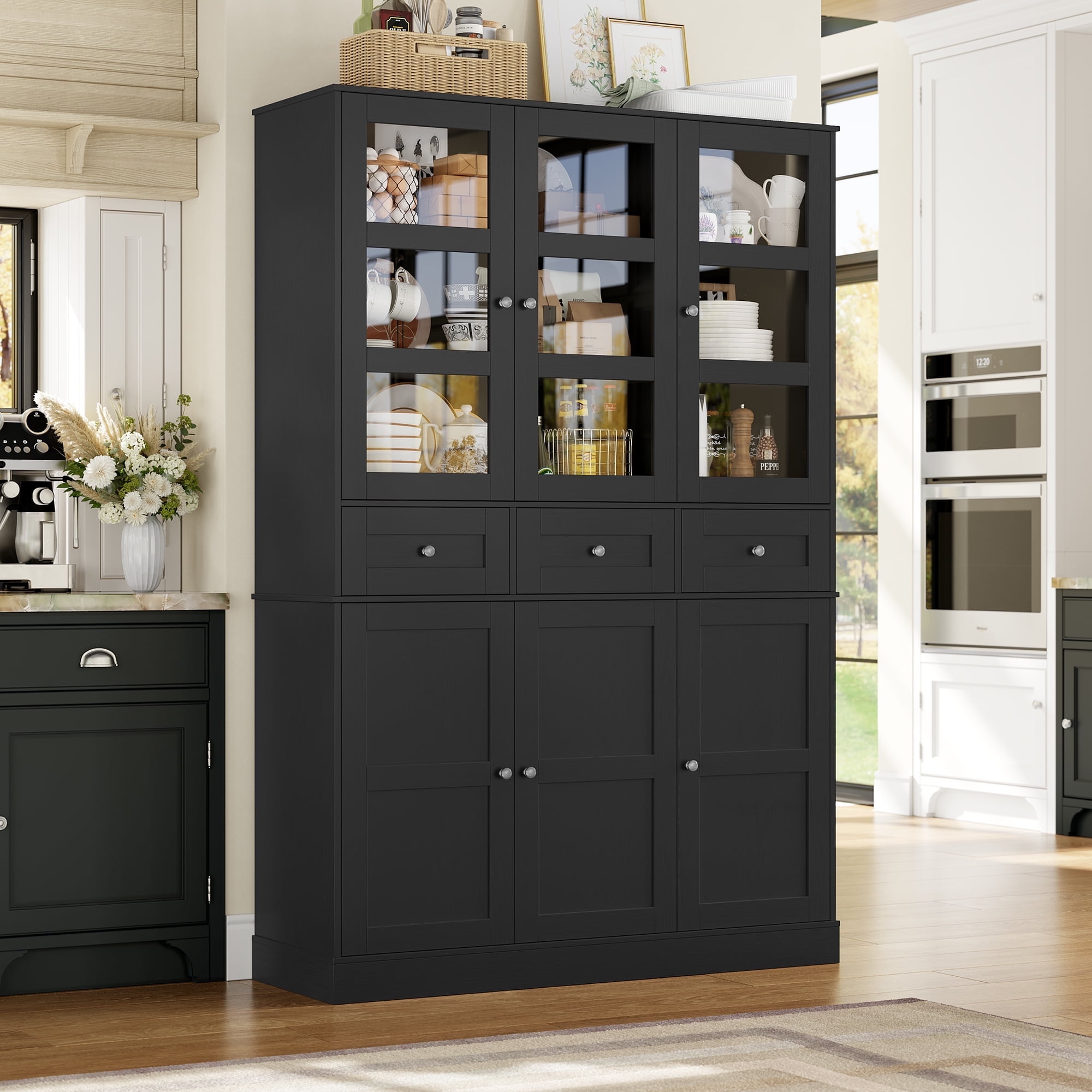 Homfa Large Kitchen Pantry with 10 Spacious Compartments & 3 Drawers ...