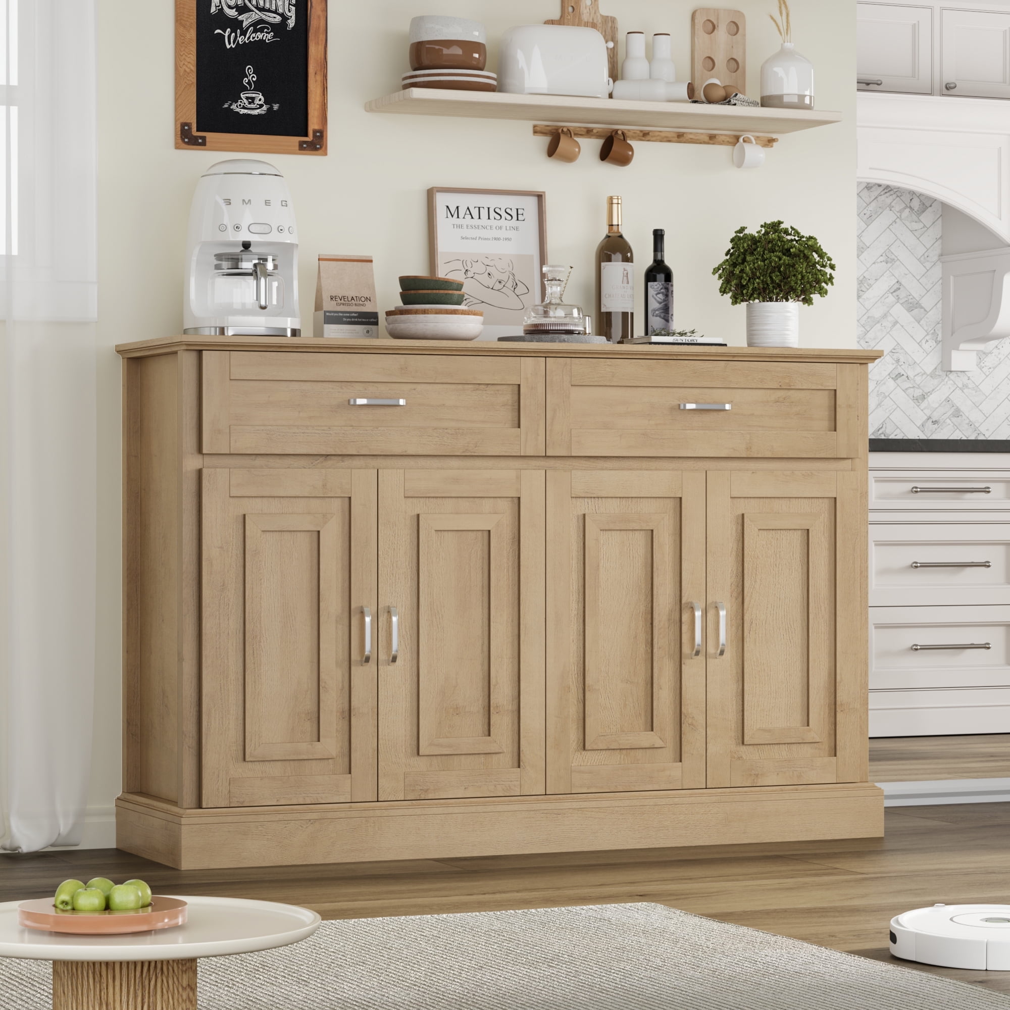 Homfa Modern Kitchen Buffet Sideboard, 4 Door 2 Drawer Wood Storage ...