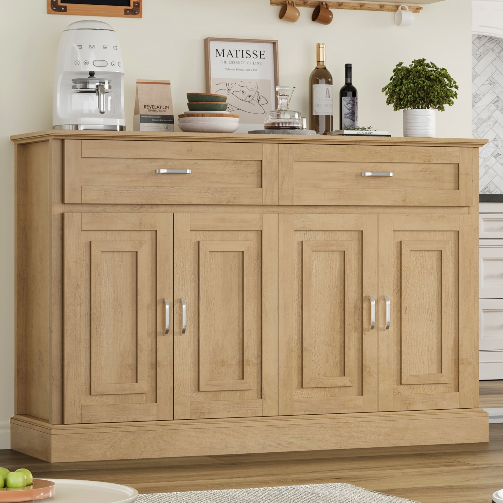 Homfa Modern Kitchen Sideboard Buffet Table, 4 Door 2 Drawer Wood ...