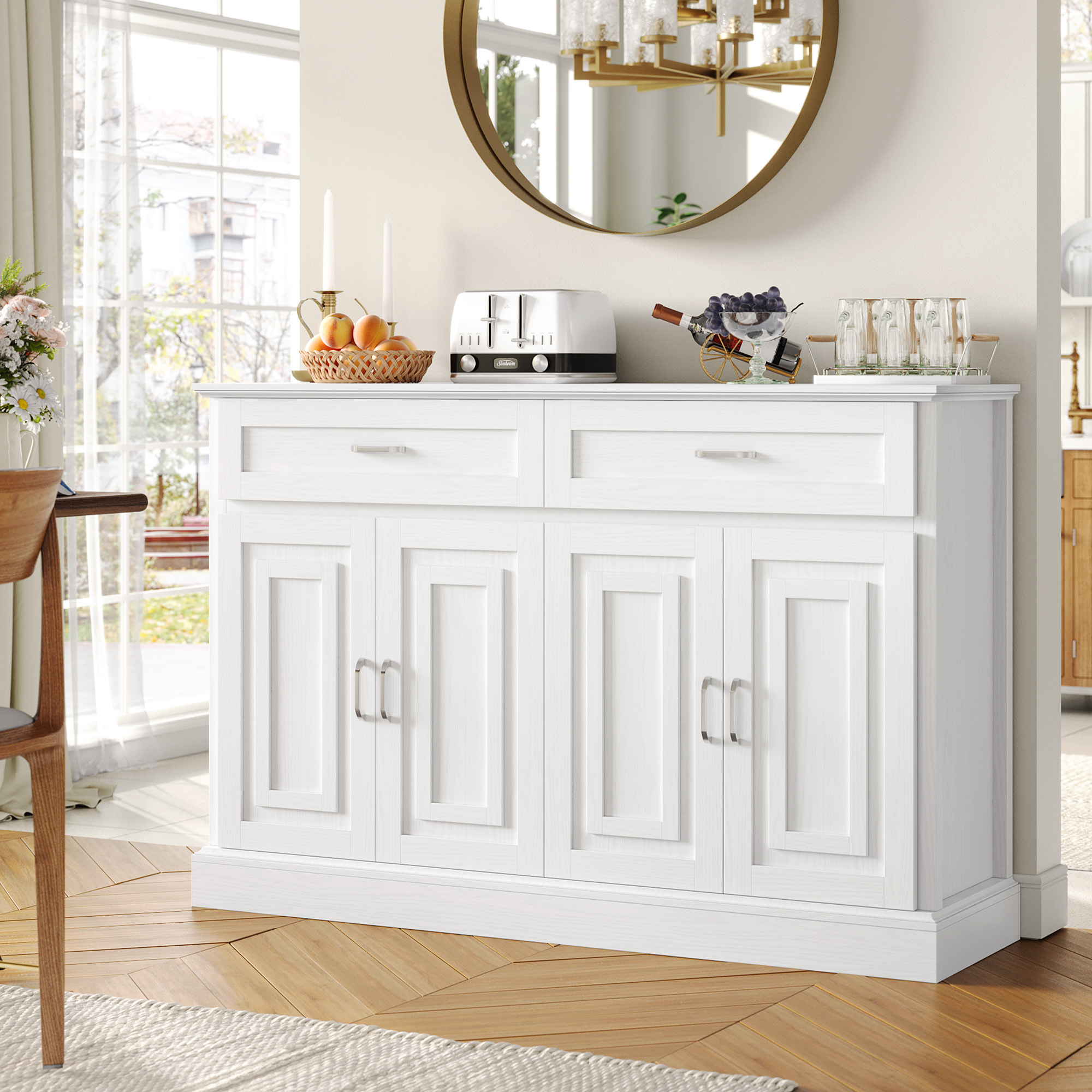 FUFU&GAGA Modern 4 Doors Buffet Cabinet with Storage Drawer, Accent ...