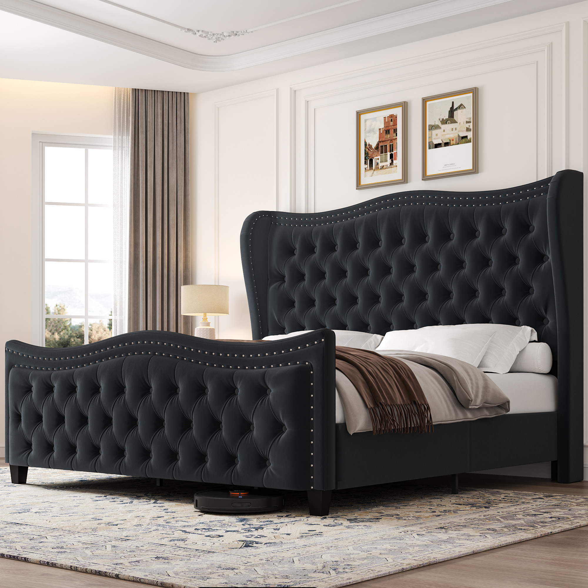 Modern Contemporary Urban Design Bedroom Queen Size Tufted Platform Bed ...