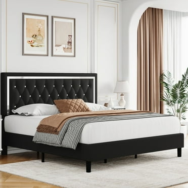 Homfa Full Size Storage Bed with 4 Drawers, Button Tufted Upholstered ...