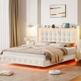 Homfa Queen Size Floating Bed with RGB LED Lights & Charging Station ...