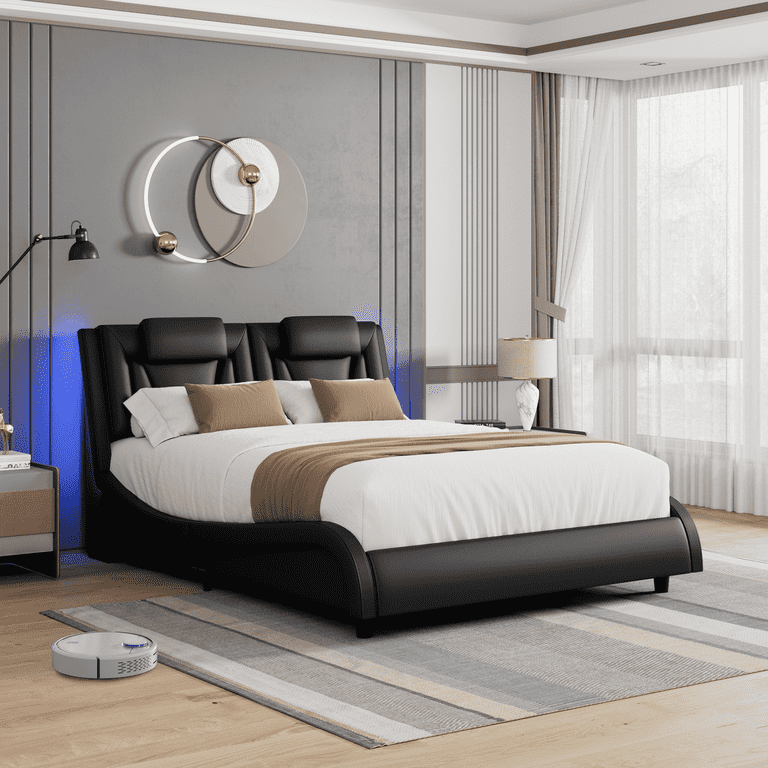 Pu leather queen bed frame store