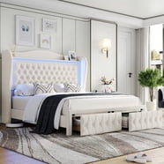 Noble House Queen Upholstered Bed, Chenille Platform with Headboard ...