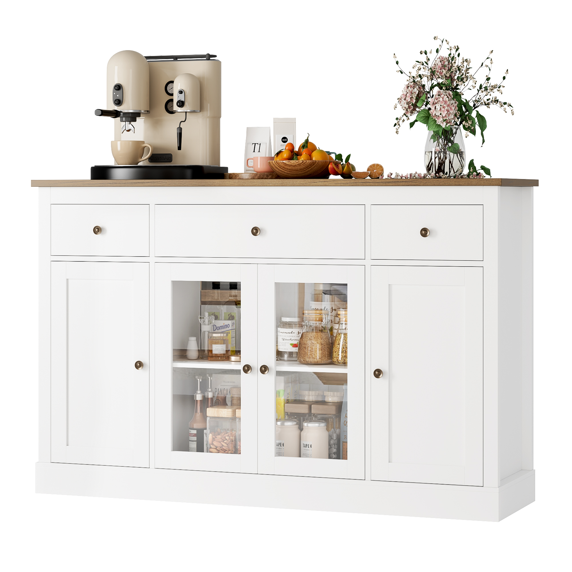 UWR-Nite Buffet Cabinet, Kitchen Storage Cabinet with Tempered Glass ...