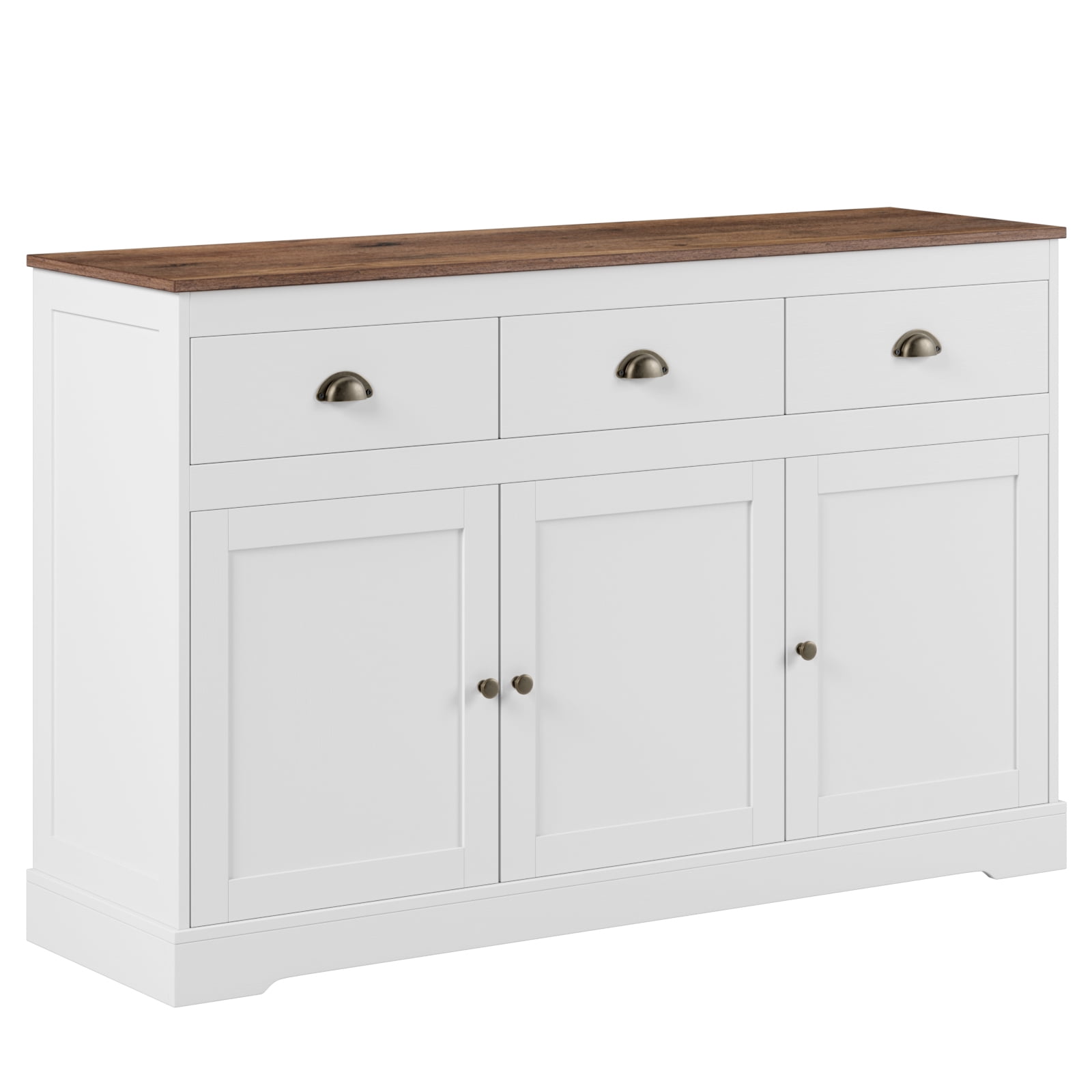 Homfa Sideboard Storage Cabinet with 3 Drawers & 3 Doors, 53.54'' Wide ...