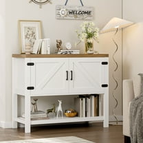 Homfa Farmhouse Buffet Sideboard, White, Adjustable Shelf, Storage for ...