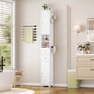 Homfa Bathroom Storage Tower, Narrow Linen Cabinet with Door and ...
