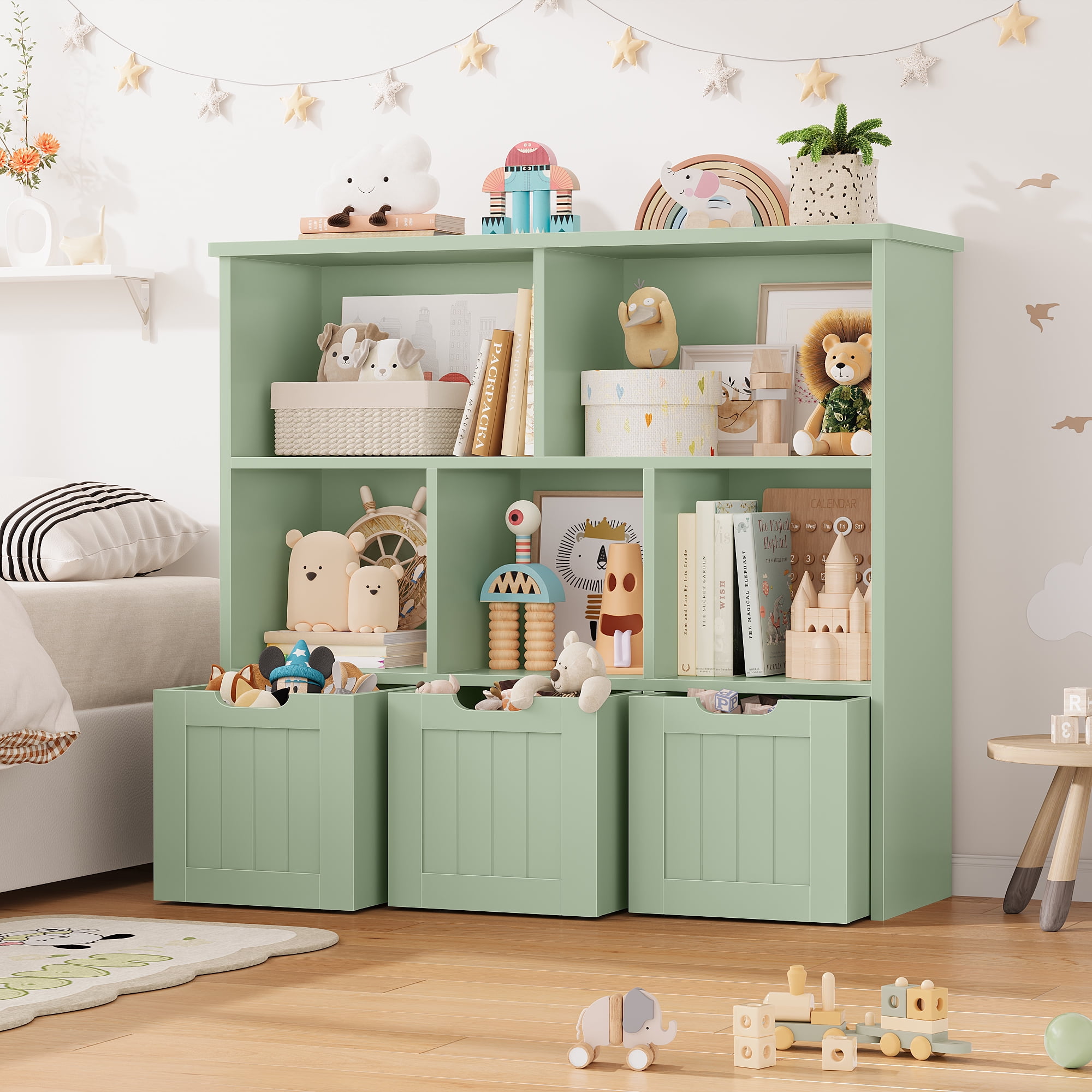 Homfa Toy Storage Organizer with 3 Movable Drawers, 5 Cube Kids ...