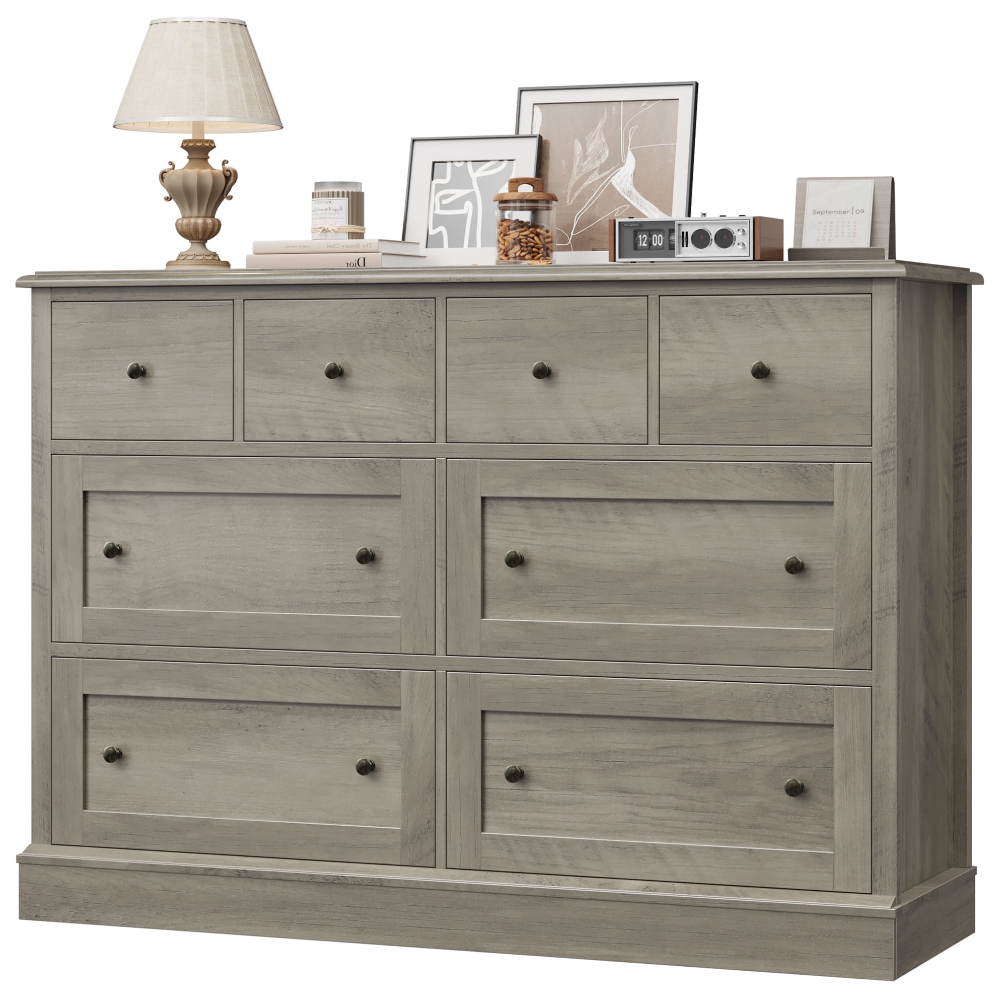 Homfa Unisex 8-Drawer Combo Dresser, Horizontal Dresser, Modern Wood ...