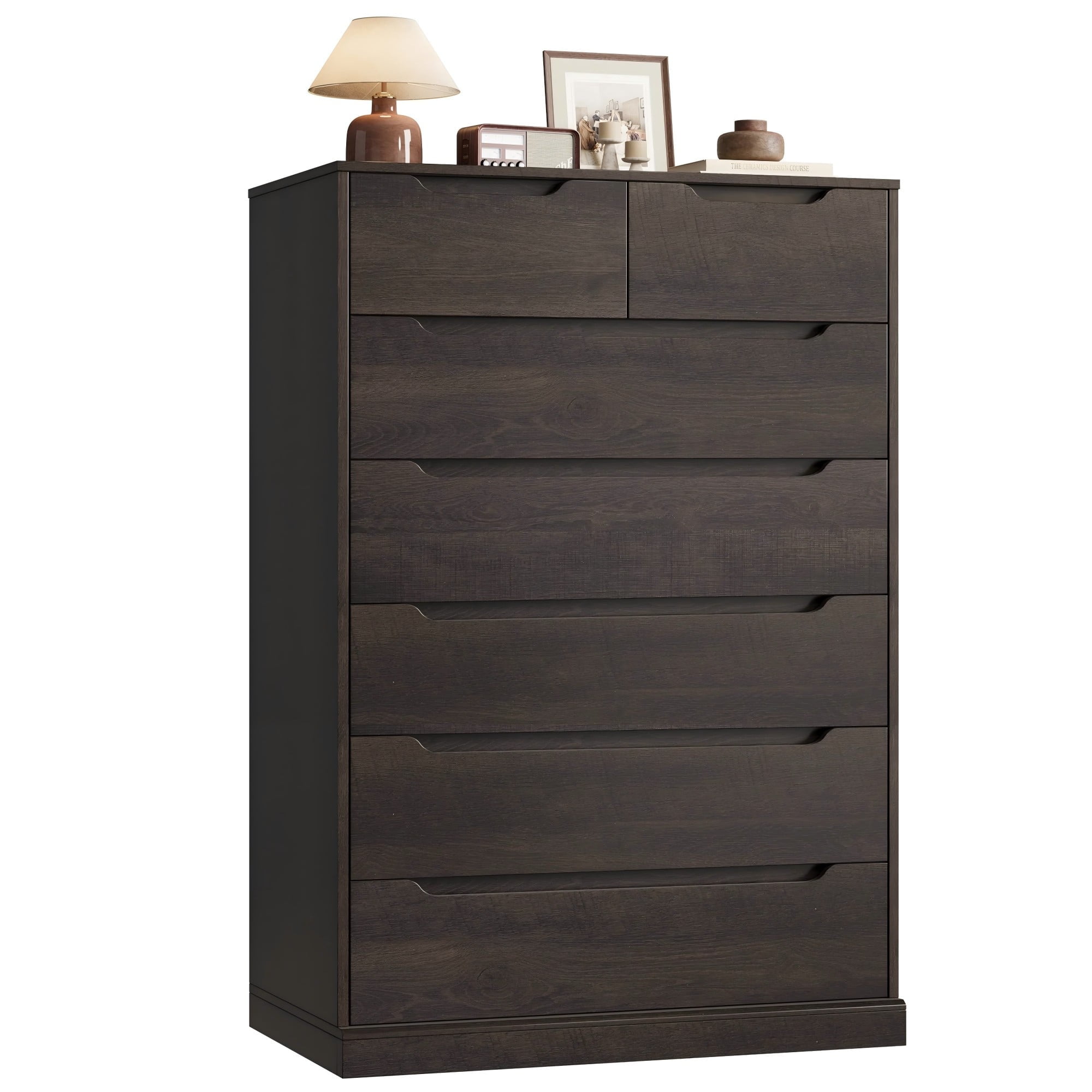 Homfa Vertical 7 Drawer Dresser, 51.3 in Tall Wood Storage Cabinet with ...