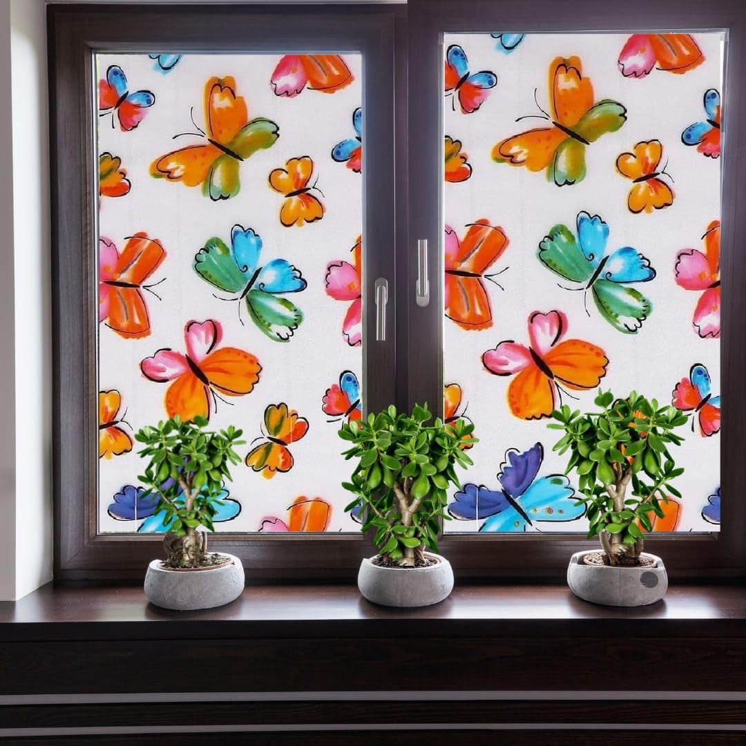 Homfiro Interior Vinyl Butterfly Print Anti UV Removable Self Adhesive ...