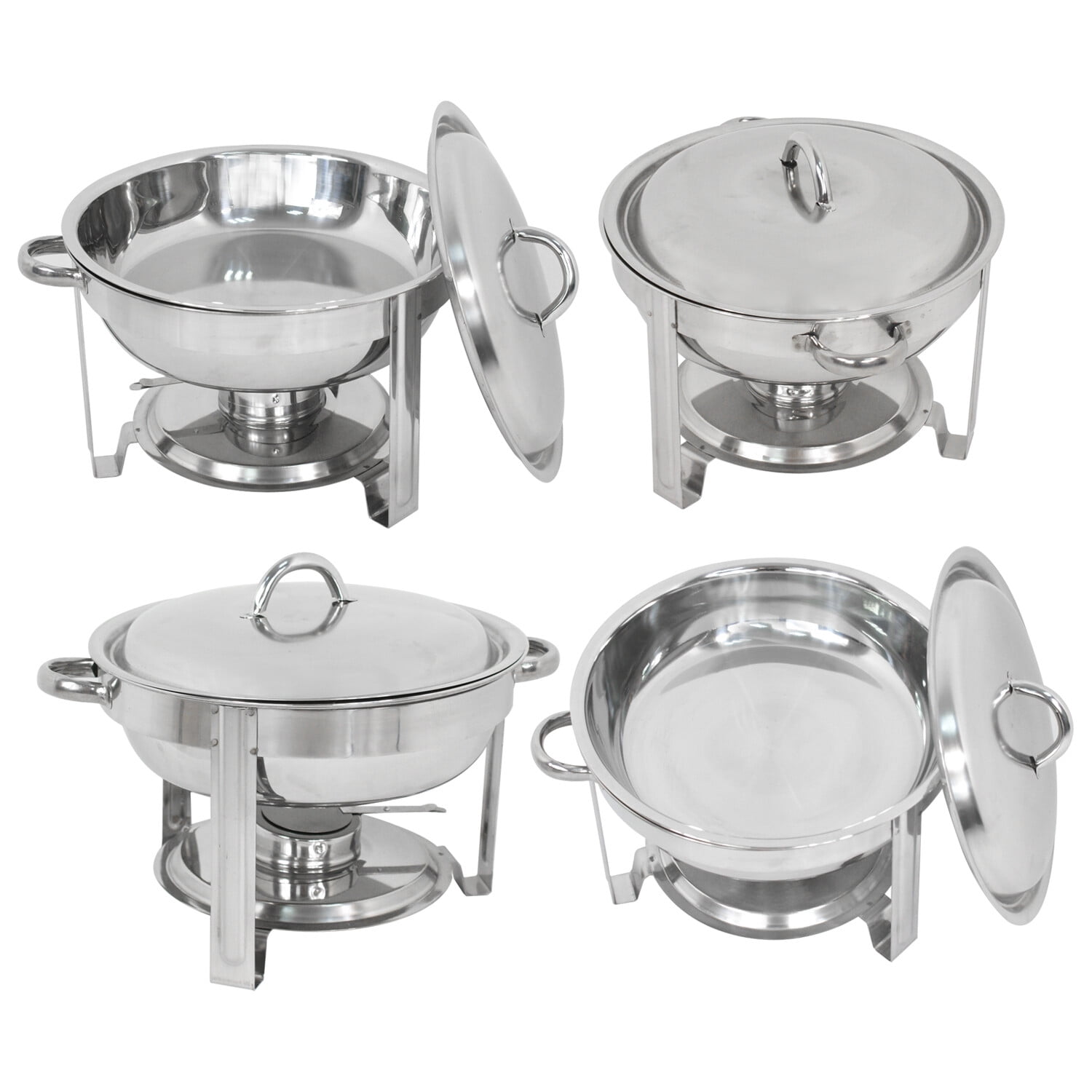 Homgarden 4 Pack Round Chafing Dish 5Qt Full Size Stainless Steel ...