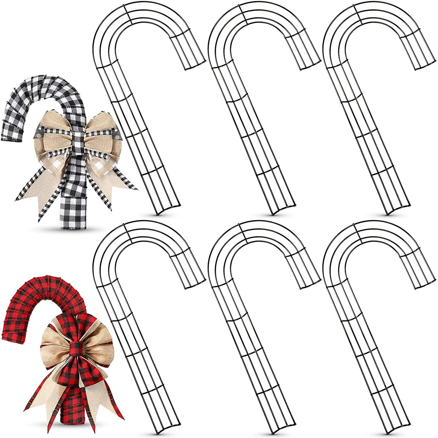 Homgreen Christmas Candy Cane Shaped Wire Wreath Frame Holiday Metal ...