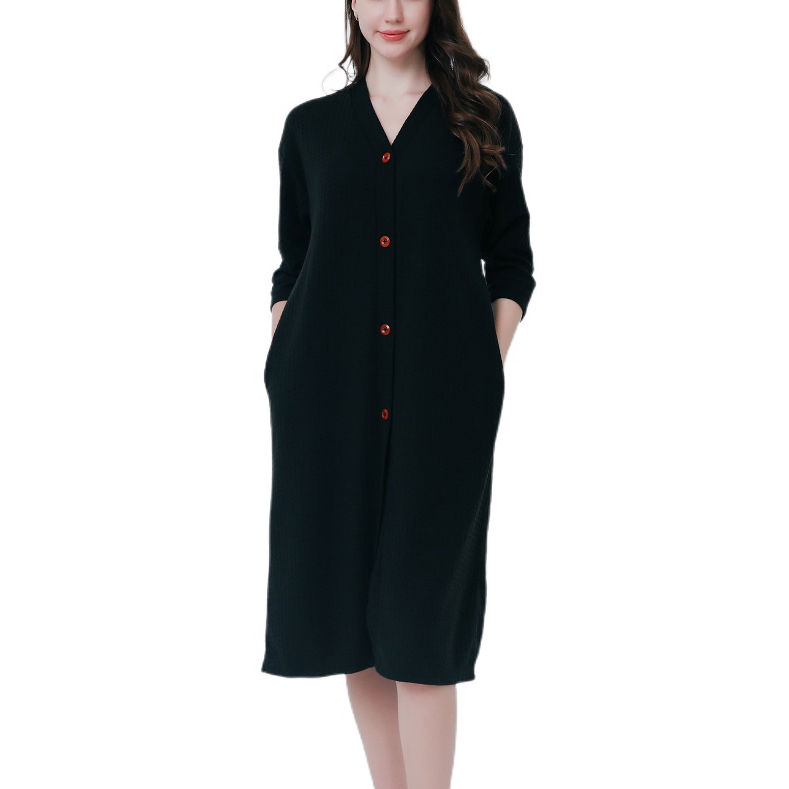 Defitshape Women's Button Down Robe House Dress House Coat Housecoat ...