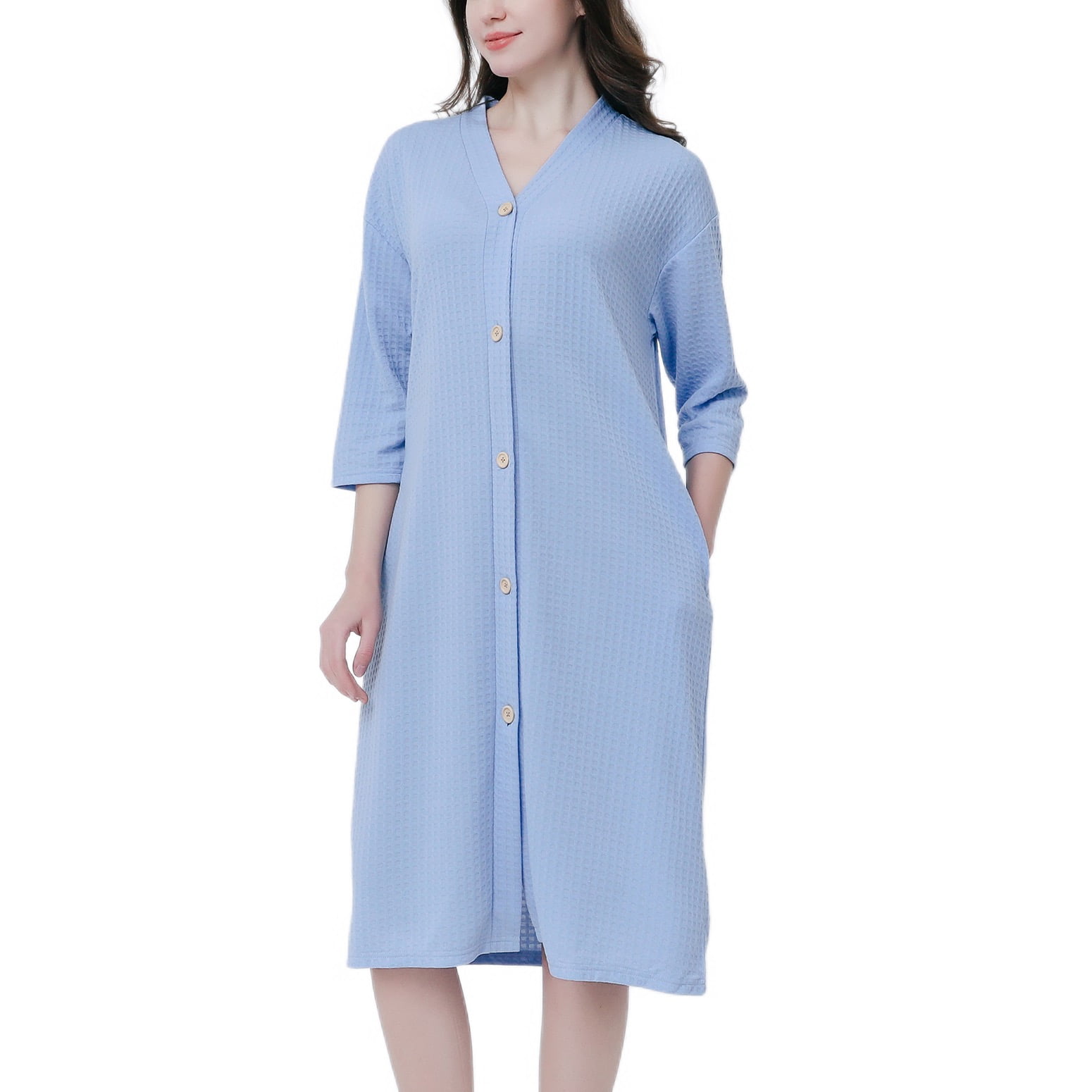 Defitshape Women's Button Down Robe House Dress House Coat Housecoat ...