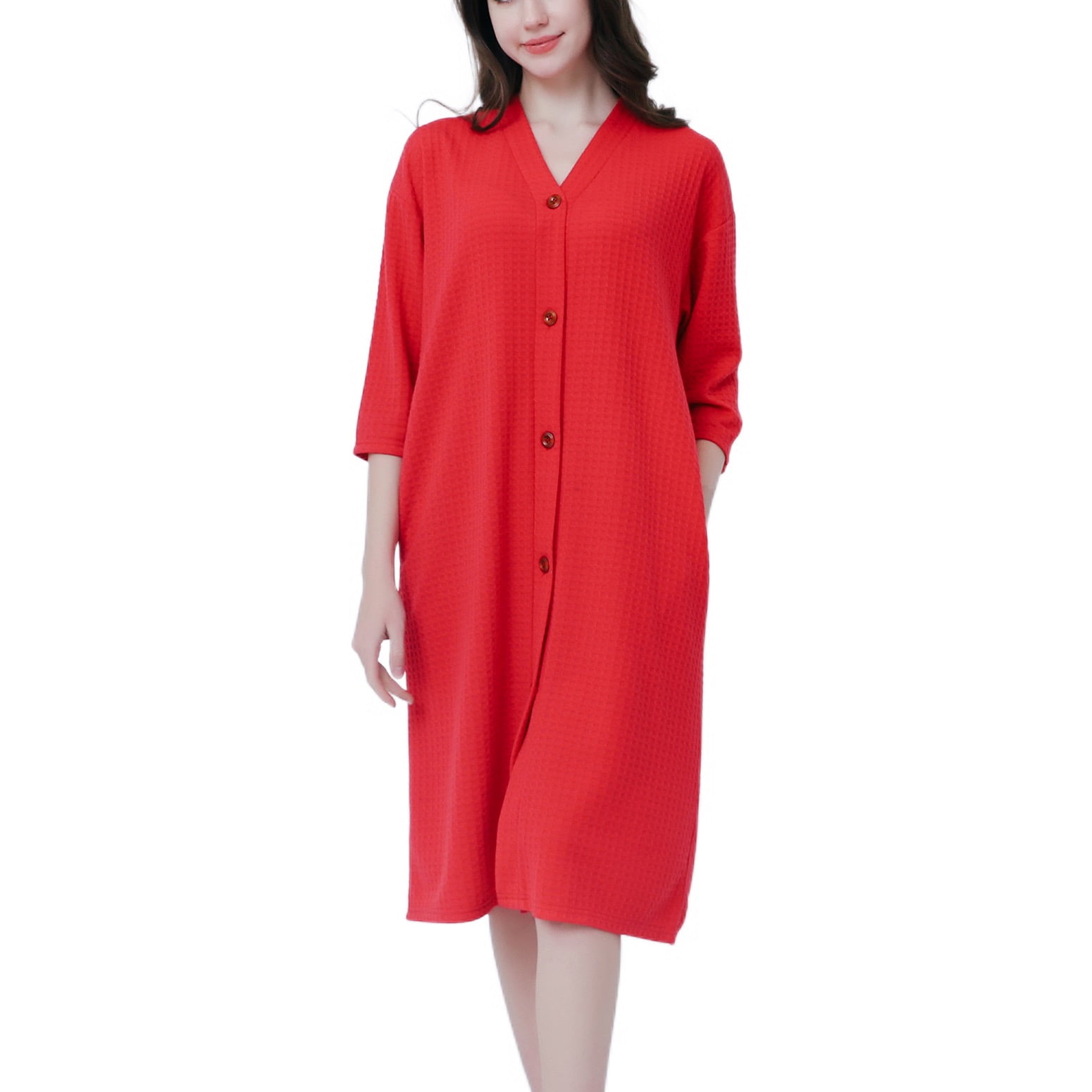 Defitshape Women's Button Down Robe House Dress House Coat Housecoat ...