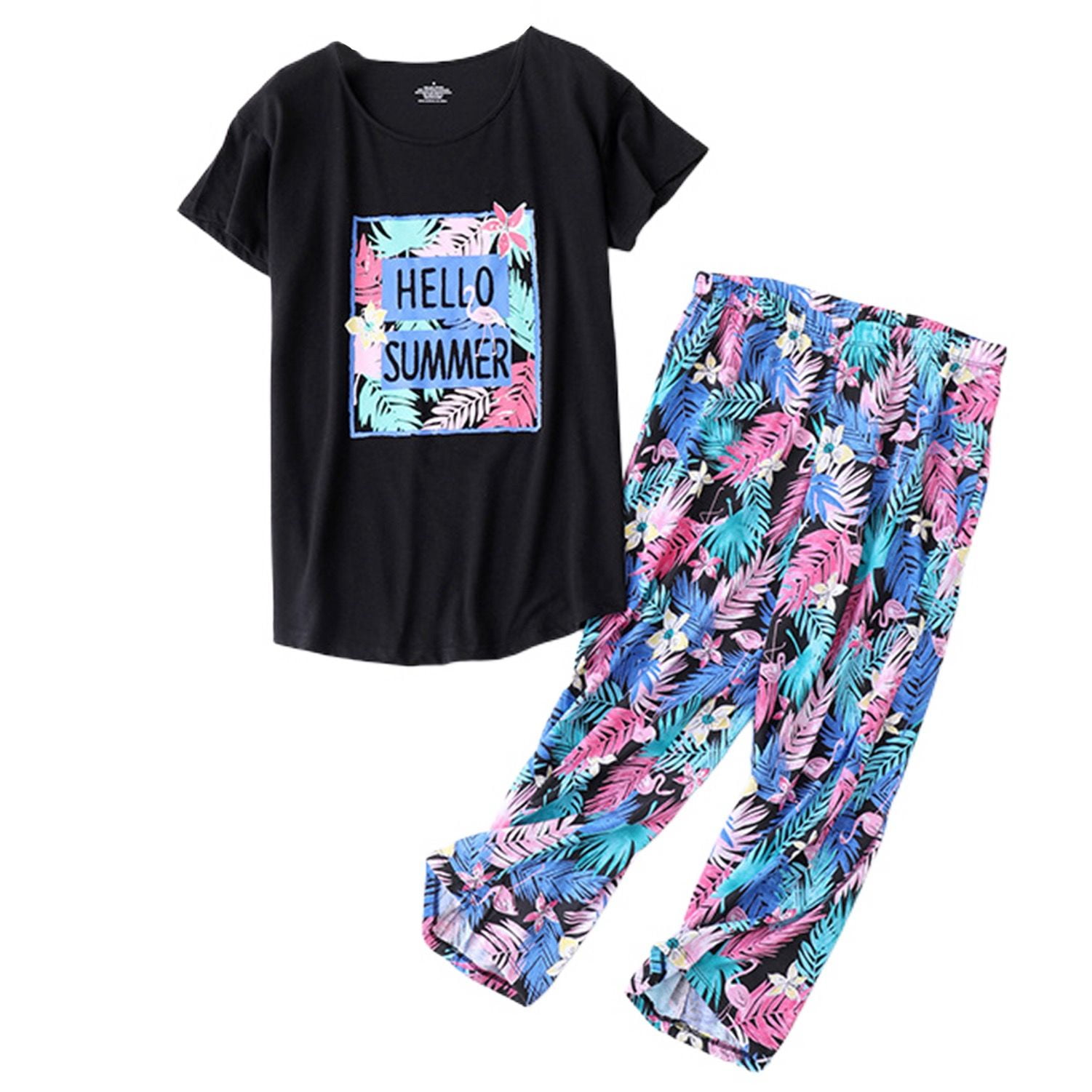 Defitshape Womens Cotton Pajama Set Soft 2 Piece Cute Patterned Pjs