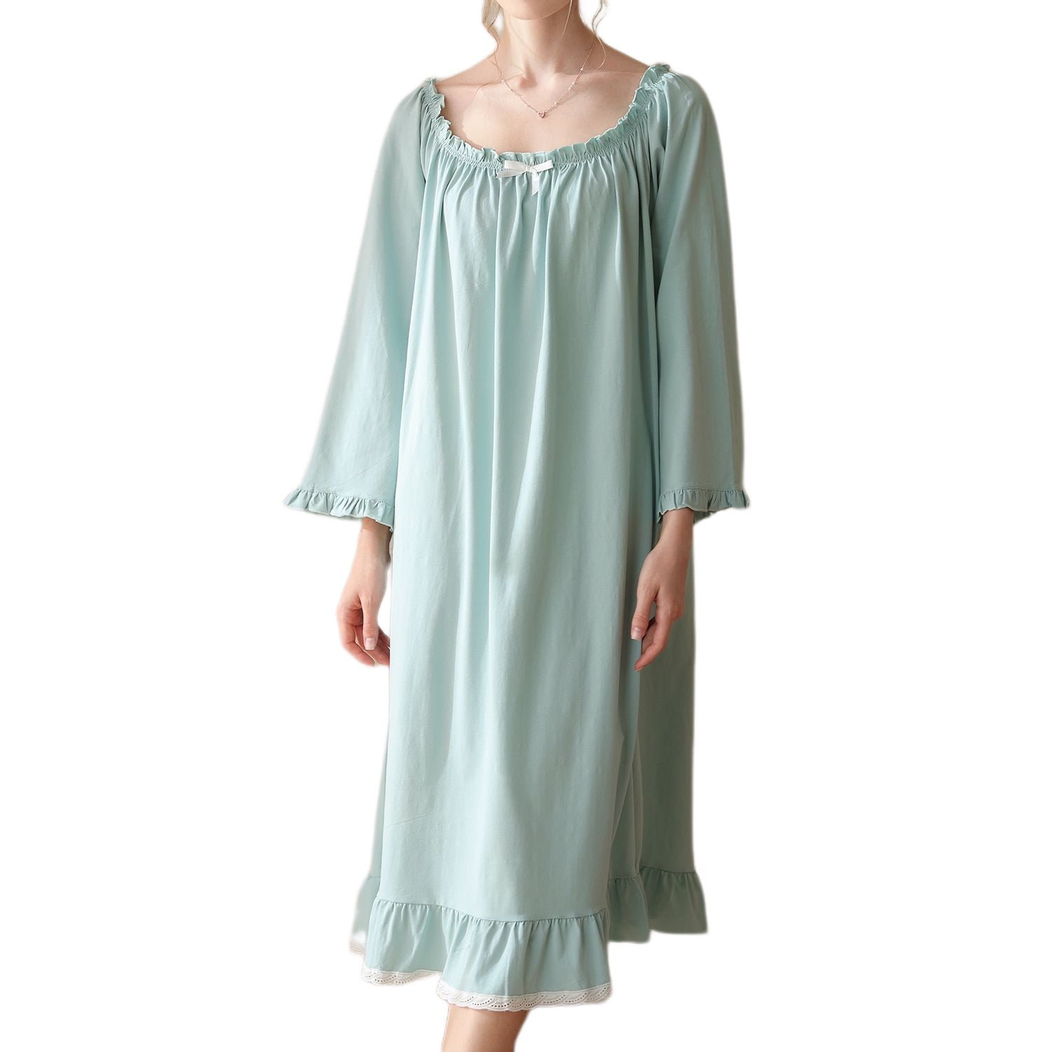 Defitshape Women's Cotton Victorian Nightgown Vintage Sleep Dress Long ...
