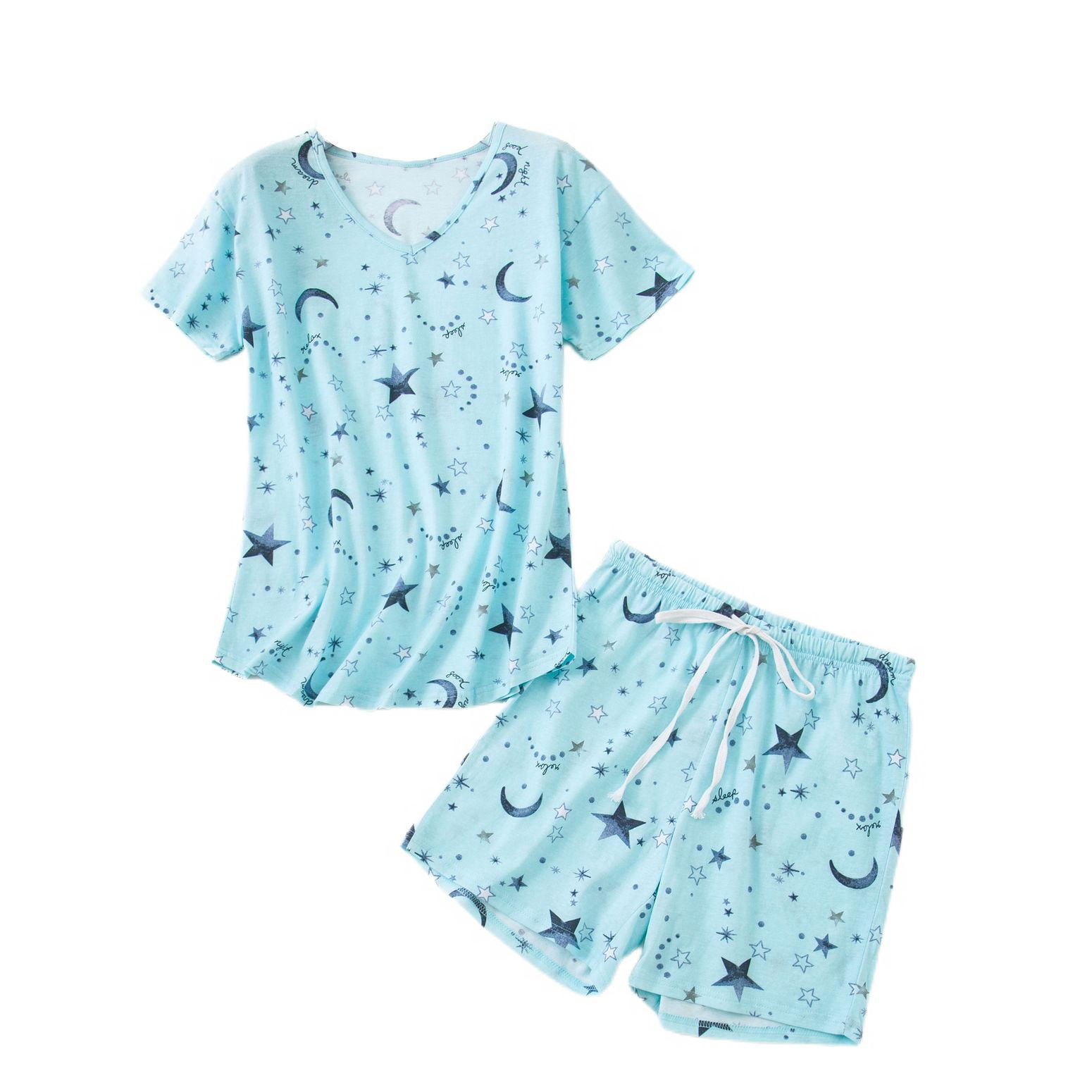 Defitshape Women's Cute Pajamas Cotton Pjs Soft Cartoon Short Summer ...