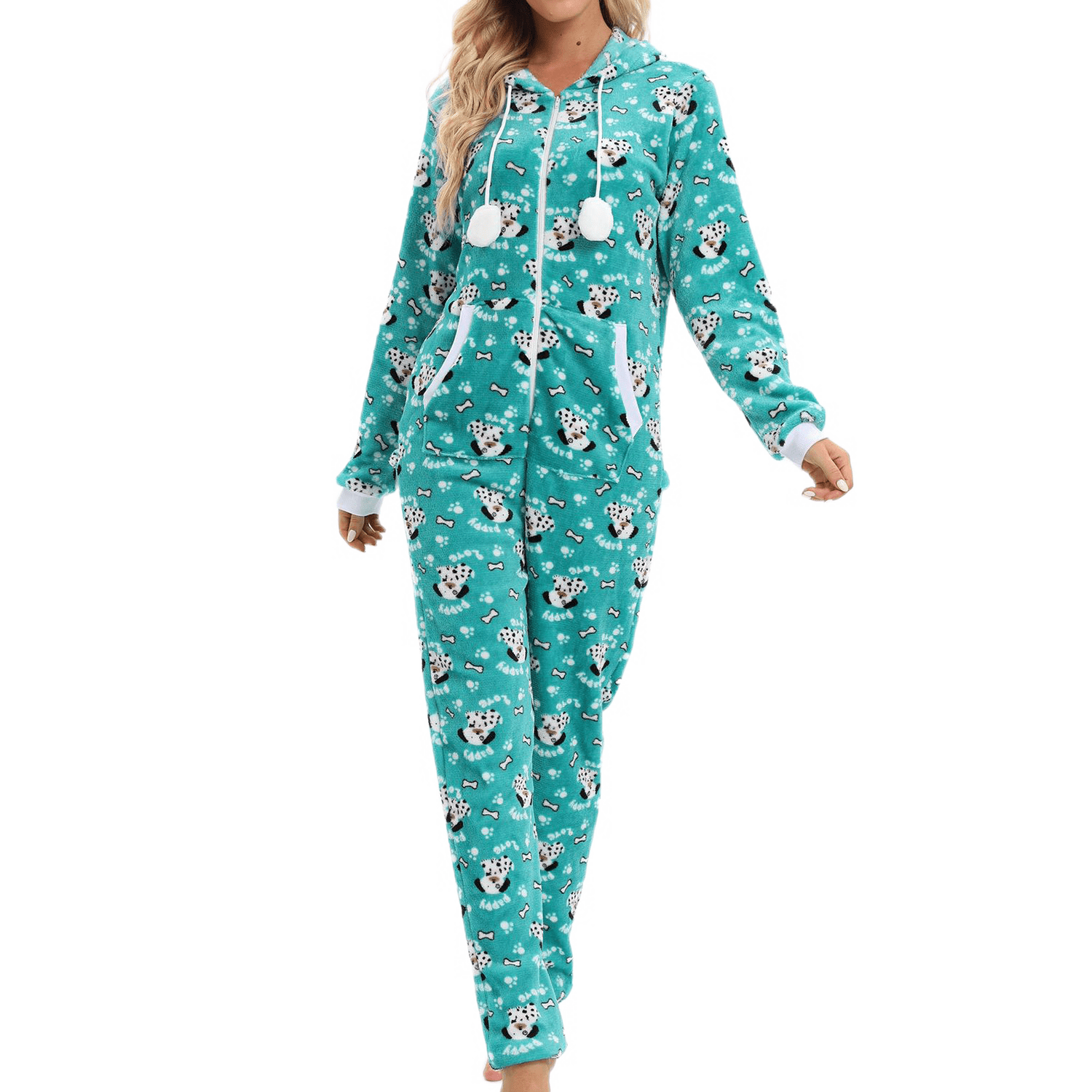 Defitshape Women's Fuzzy Flannel Fleece Onesies Pajama Family Onesie ...