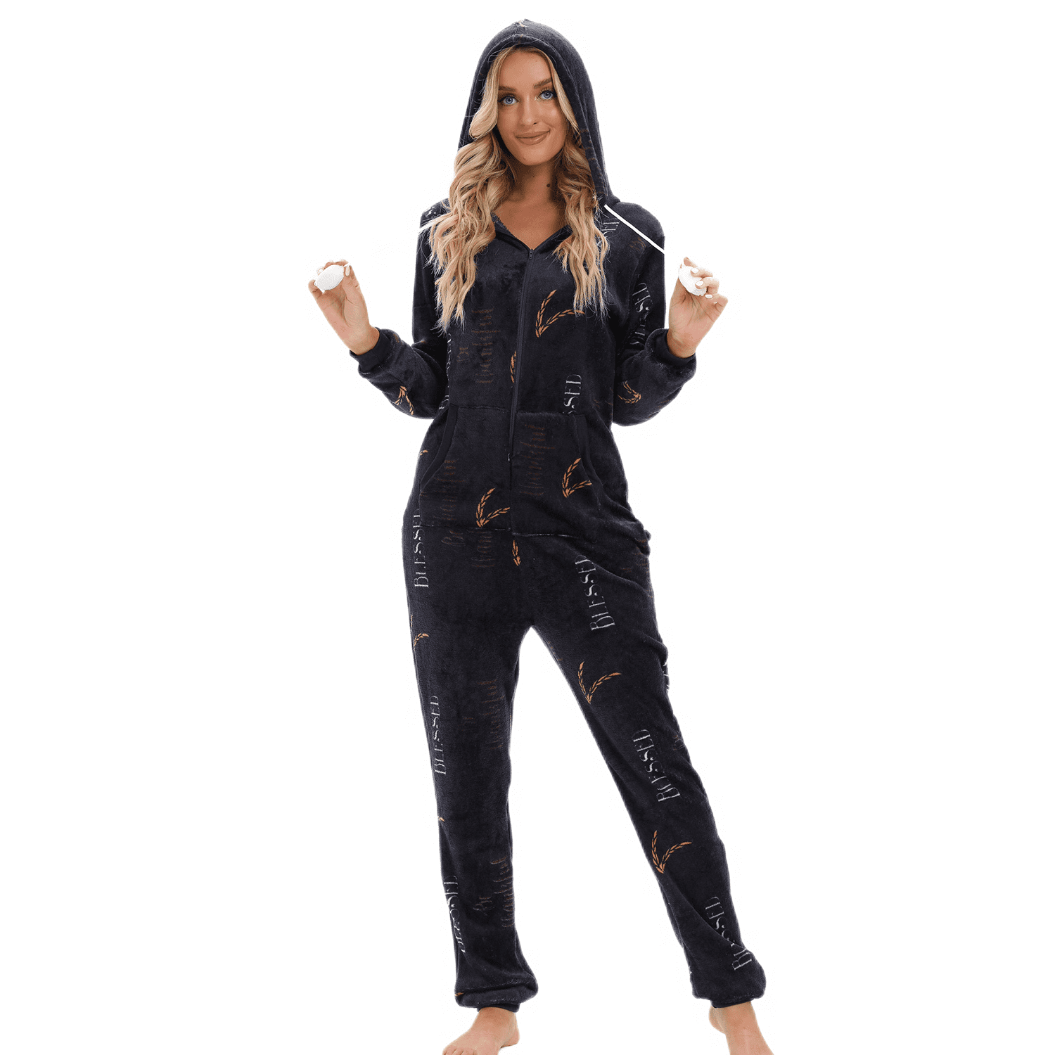 Defitshape Women's Fuzzy Flannel Fleece Onesies Pajama Family Onesie ...