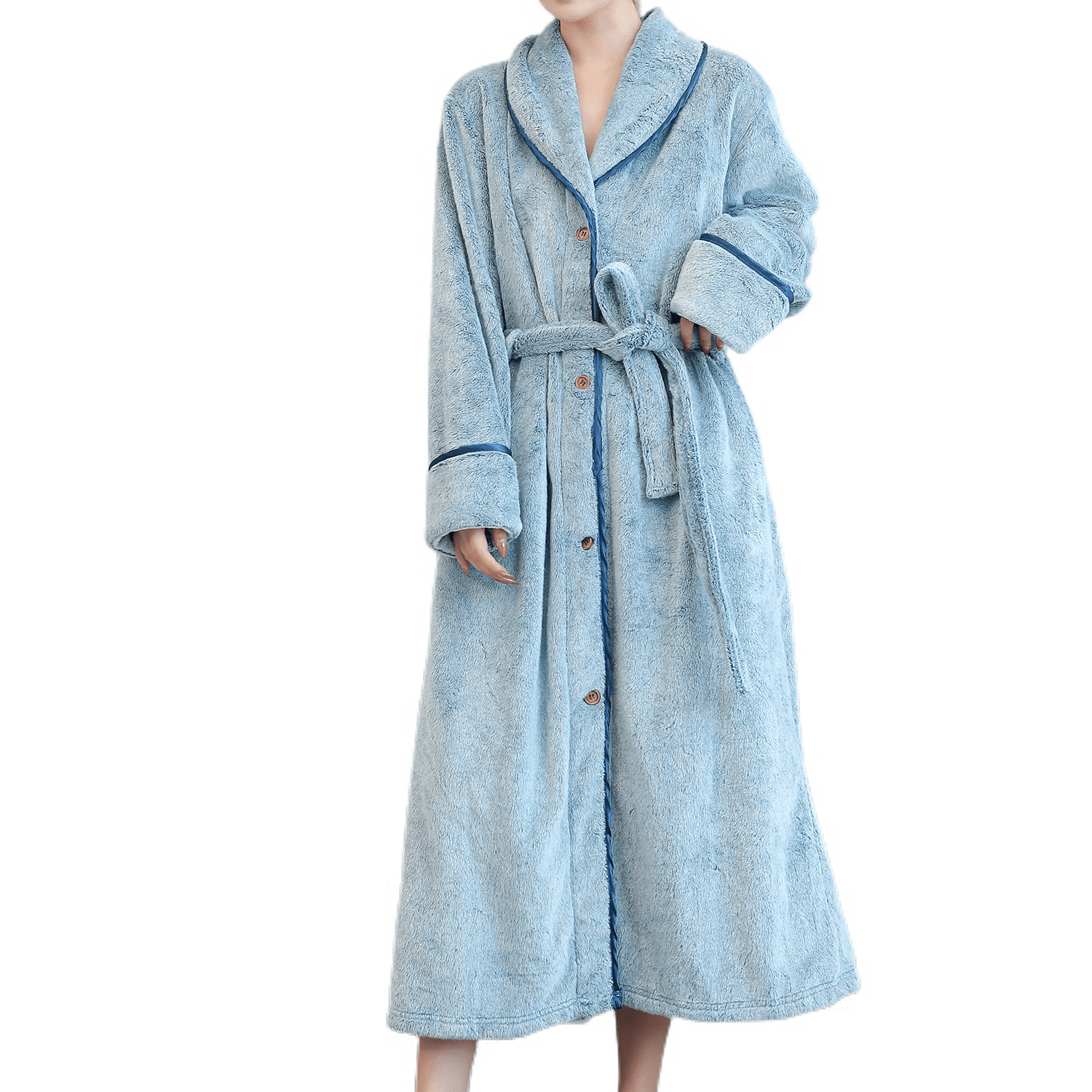 Homgro Women's Long Bathrobe Ladies Fuzzy Fleece Plush Robe Soft Winter ...