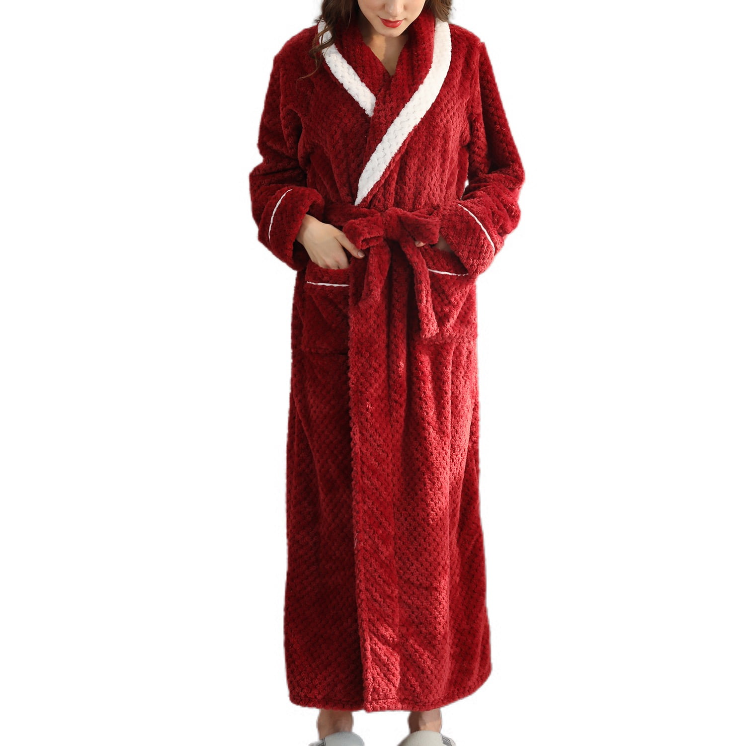 Homgro Women's Long Plush Robe Ladies Soft Quilted Fuzzy Fleece ...