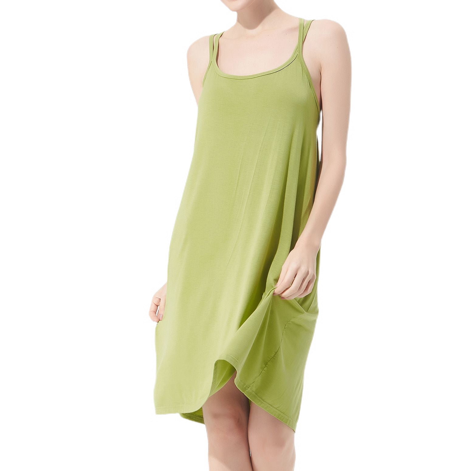 Defitshape Women's Plus Size Nightgown Cotton Sleeveless Sleep Dress ...