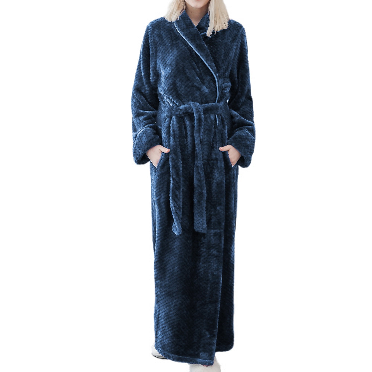 Homgro Women's Plush Long Robe Soft Cozy Long Sleeve Full Length Fuzzy ...