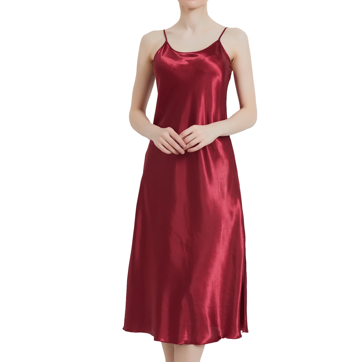 Defitshape Women's Satin Nightgowns Silky Loungewear Soft Chemise ...