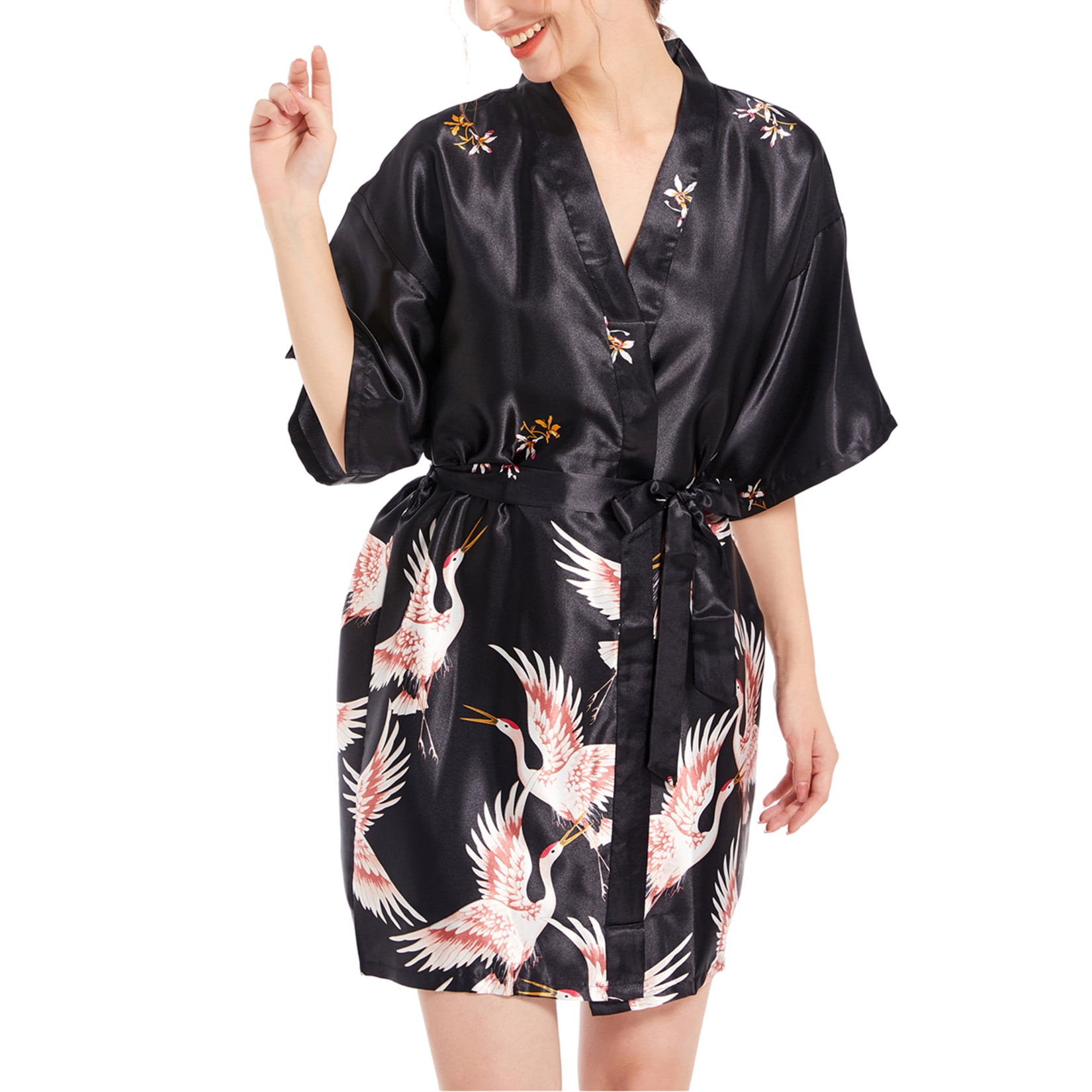 Homgro Women's Satin Robe Set with Chemise Nightgown 2 Piece Pajama Set ...