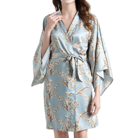 Defitshape Women's Short Kimono Robe Party Bridesmaid Robes Lightweight ...