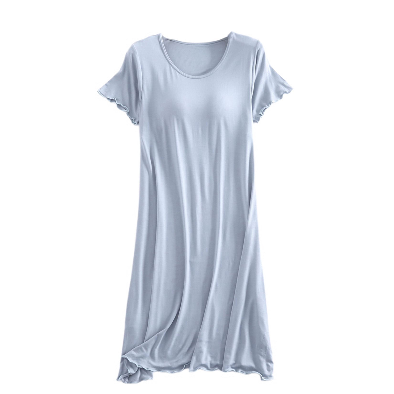 Defitshape Women's Soft Nightgown Frilly Short Sleeve Comfy Midi ...