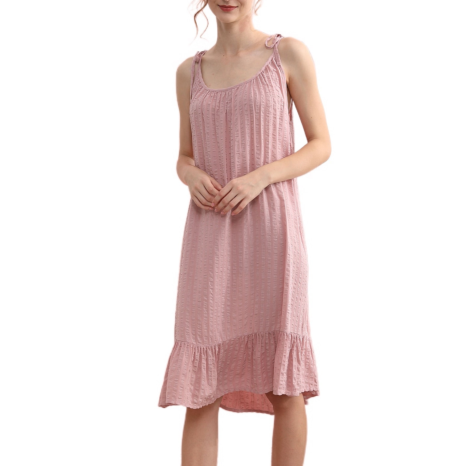 Defitshape Women's Summer Cotton Blend Nightgown Spaghetti Strap Sleep ...