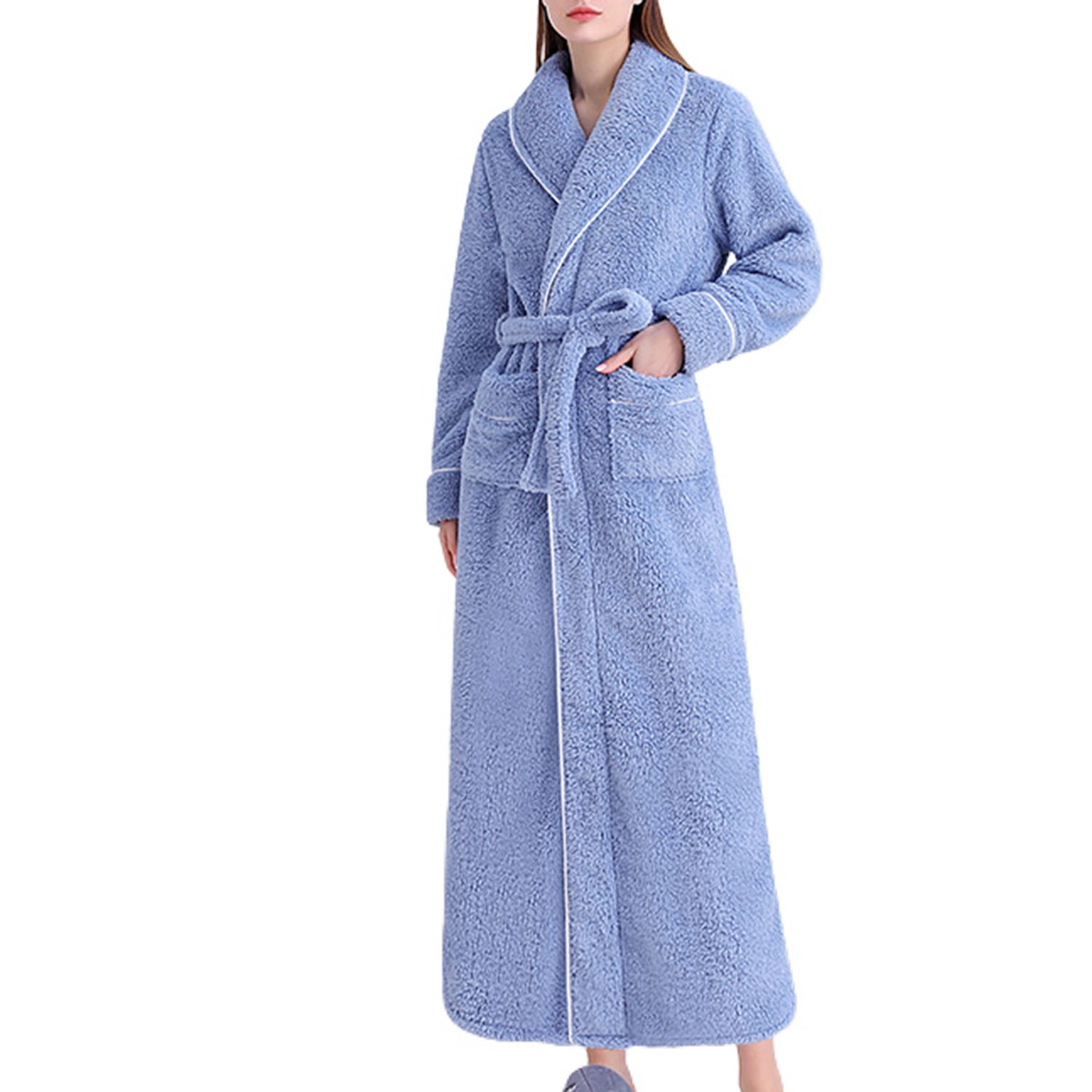 Homgro Women's Terry Cloth Robe Winter Cozy Long Sleeve V Neck Shawl ...