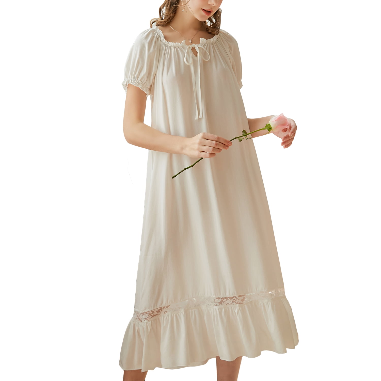 Defitshape Women's Victorian Vintage Nightgown Princess Nightdress ...